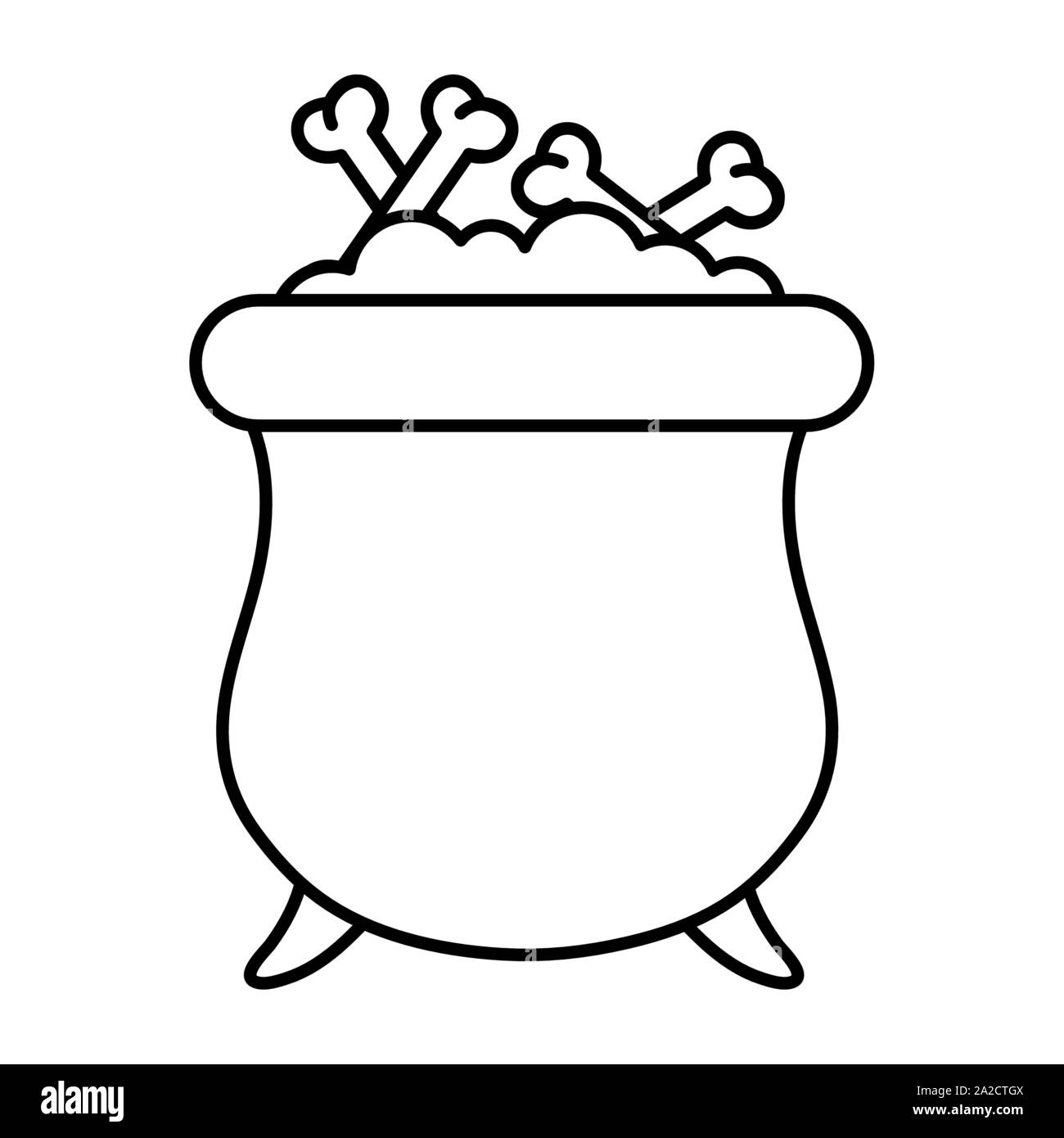 bones cauldron spell trick or treat happy halloween vector illustration ...