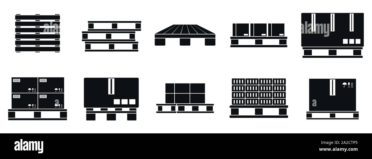 Pallet tray icons set. Simple set of pallet tray vector icons for web ...