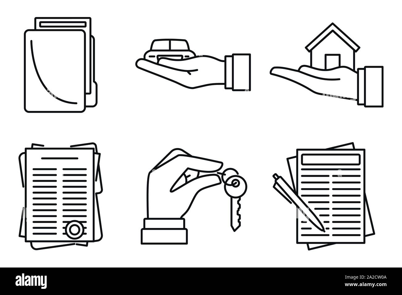 Lease agreement icons set. Outline set of lease agreement vector icons ...