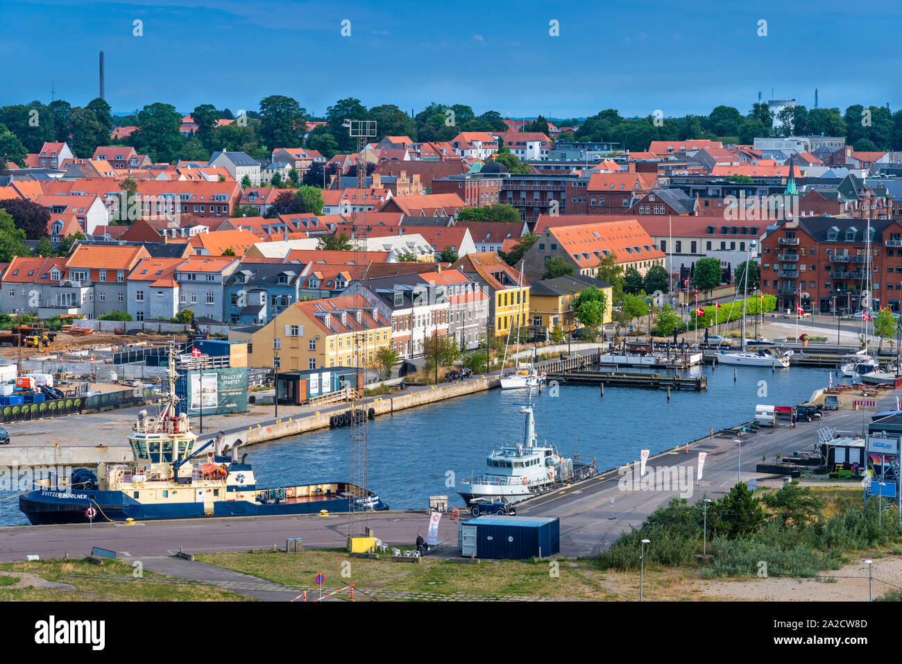 A view of the port and small harbor in Fredericia, Denmark Stock Photo ...