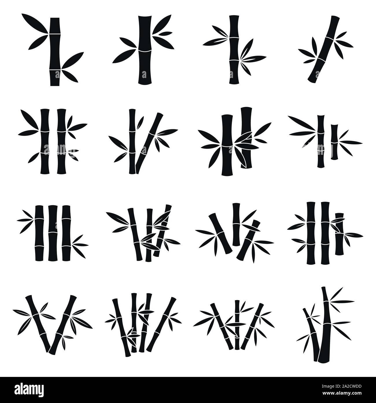 Bamboo icons set. Simple set of bamboo vector icons for web design on ...