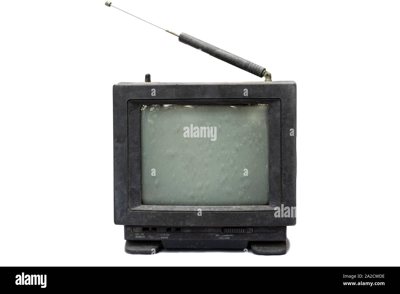 Very old television at white background Stock Photo - Alamy