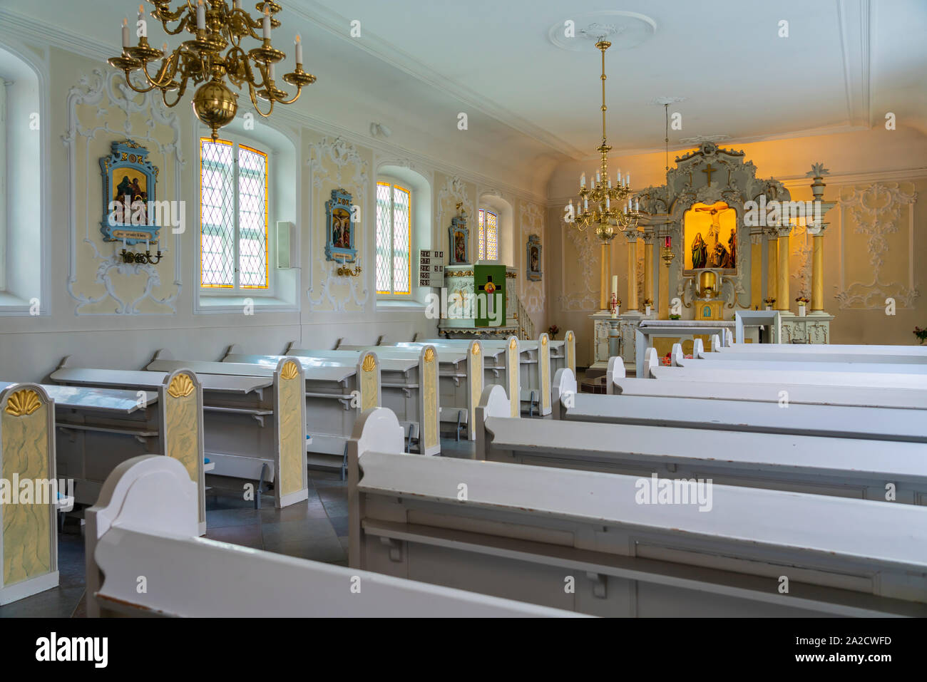 Interior of the St. Knuds Roman Catholic Church in Fredericia, Denmark ...