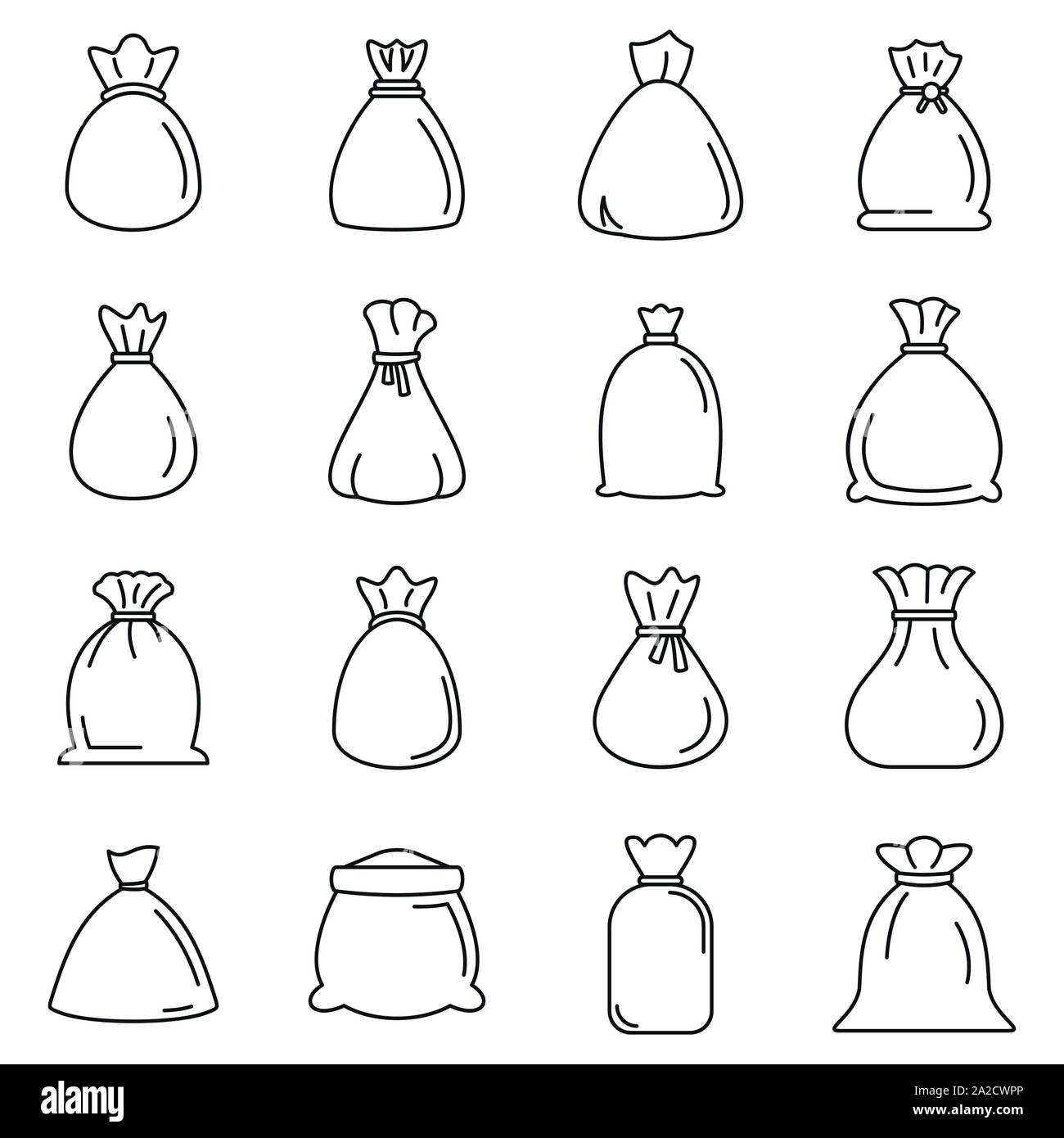 Bag icons set. Outline set of bag vector icons for web design isolated ...