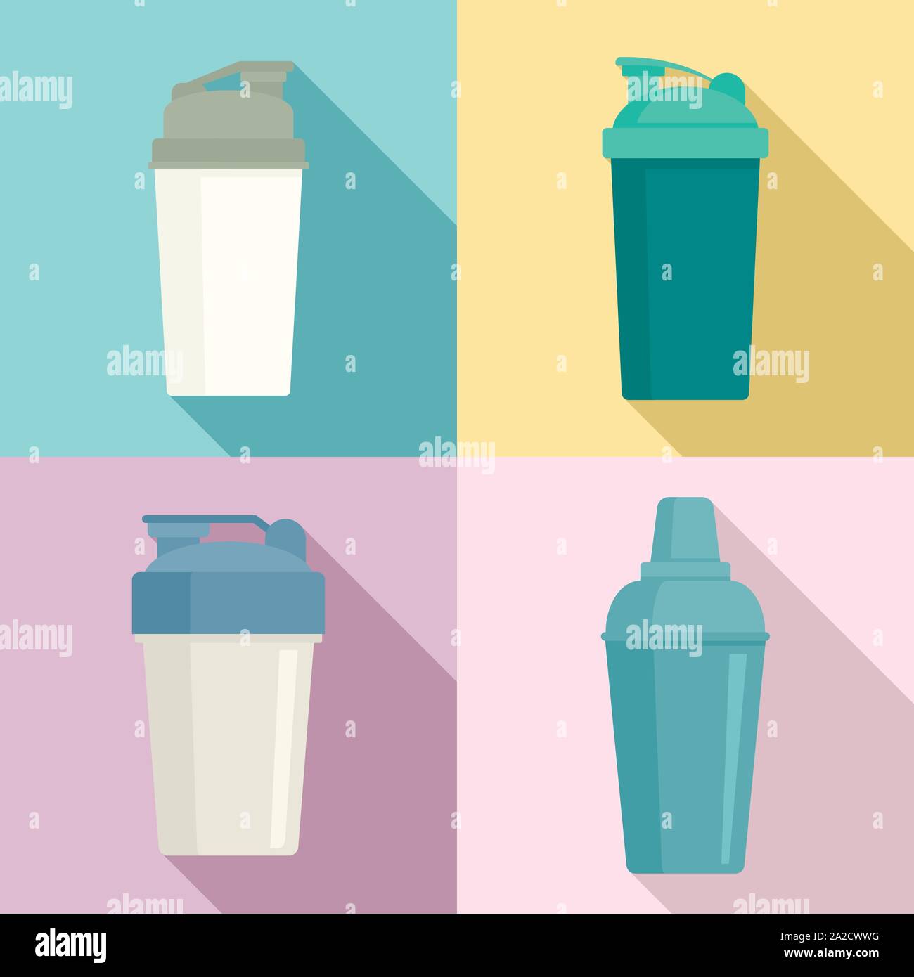 Shaker icons set. Flat set of shaker vector icons for web design Stock ...