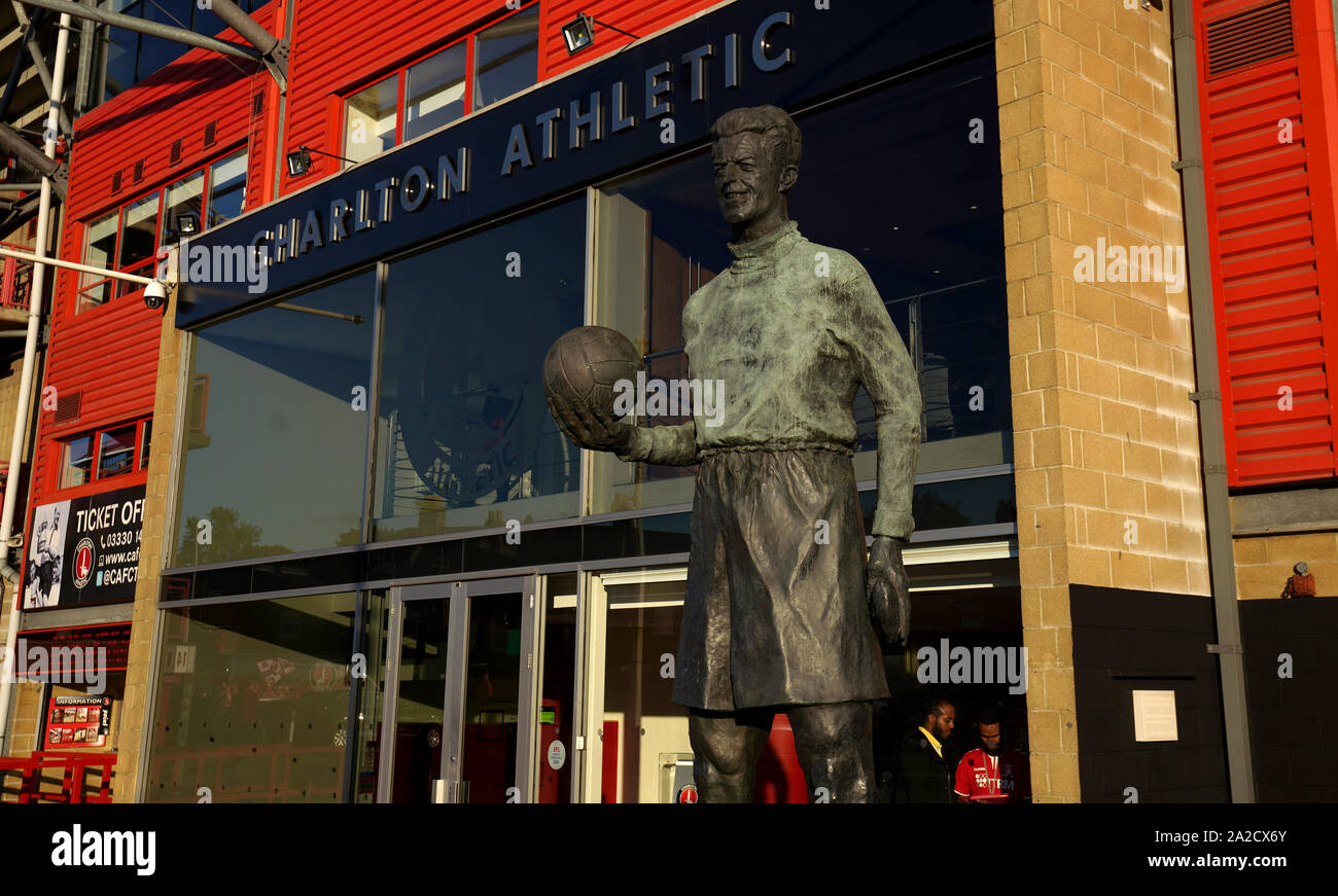 The Sam Bartram statue outside of The Valley during the Sky Bet ...