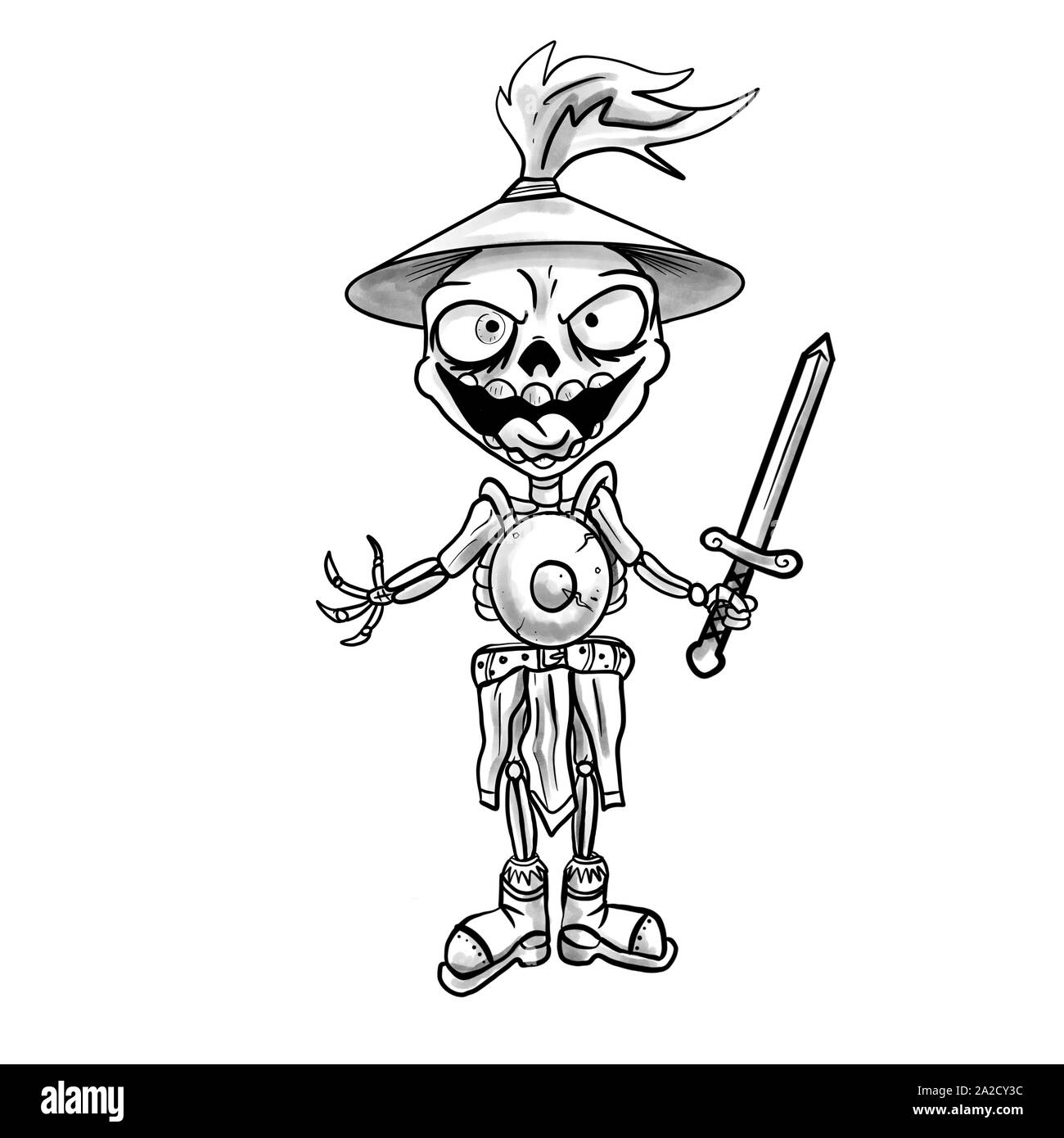 A skeleton warrior with a sword illustration Stock Photo - Alamy