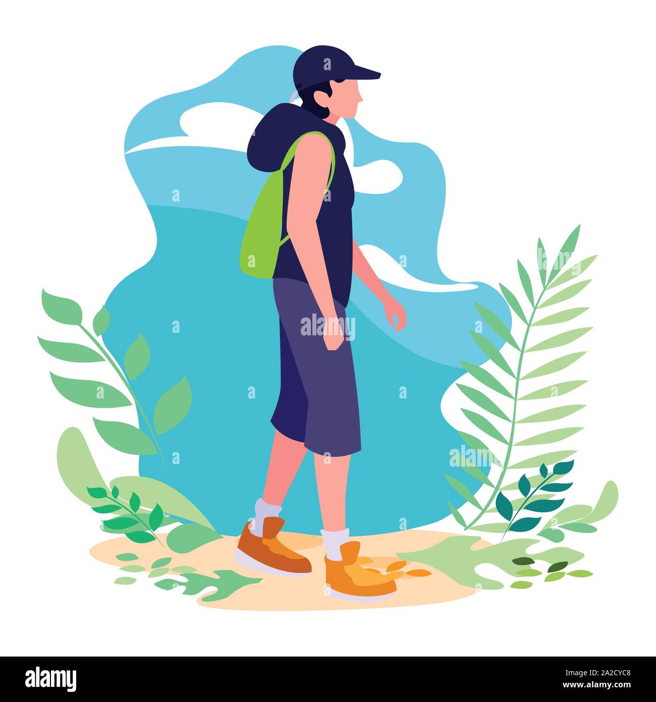 Trekking man design, Sport hiking hike walk trudge ramble and camping ...