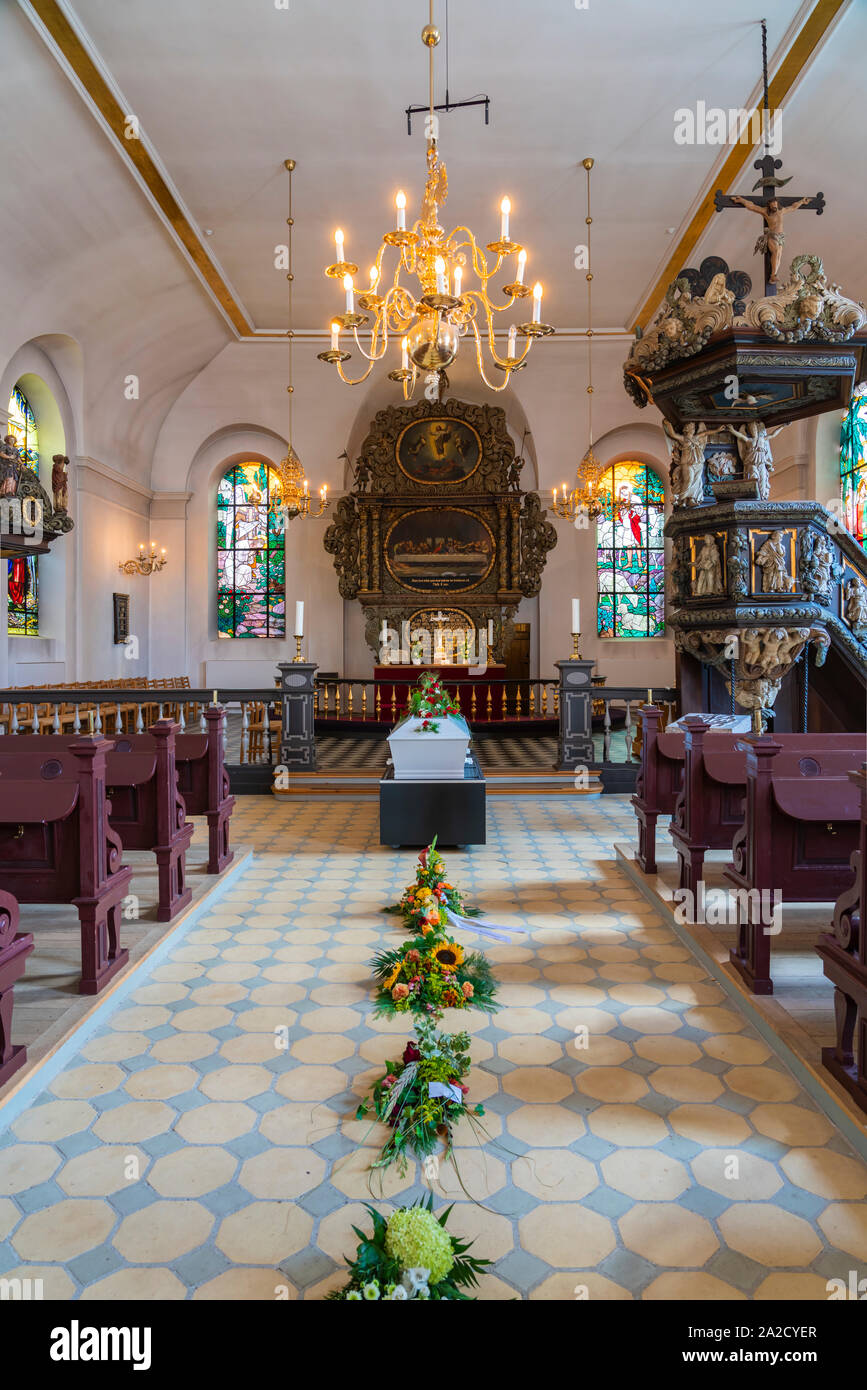The Trinitatis Lutheran Church interior in Fredericia, Denmark Stock ...