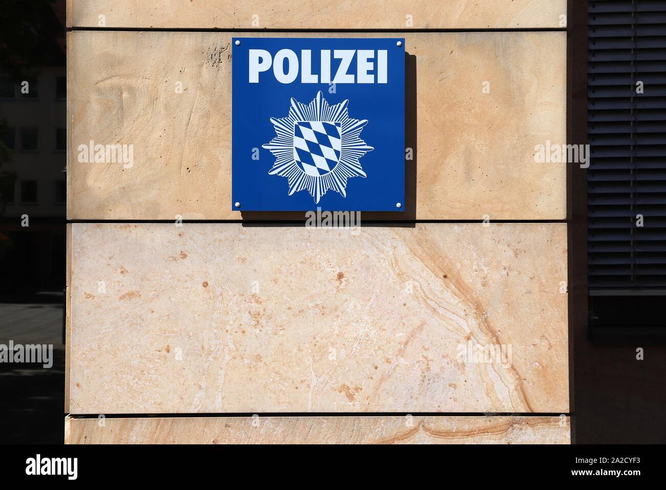 NUREMBERG, GERMANY - MAY 6, 2018: Police Station sign in Nuremberg ...