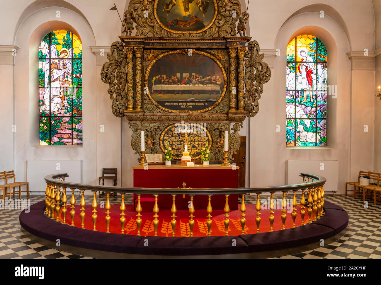 The Trinitatis Lutheran Church interior in Fredericia, Denmark Stock ...