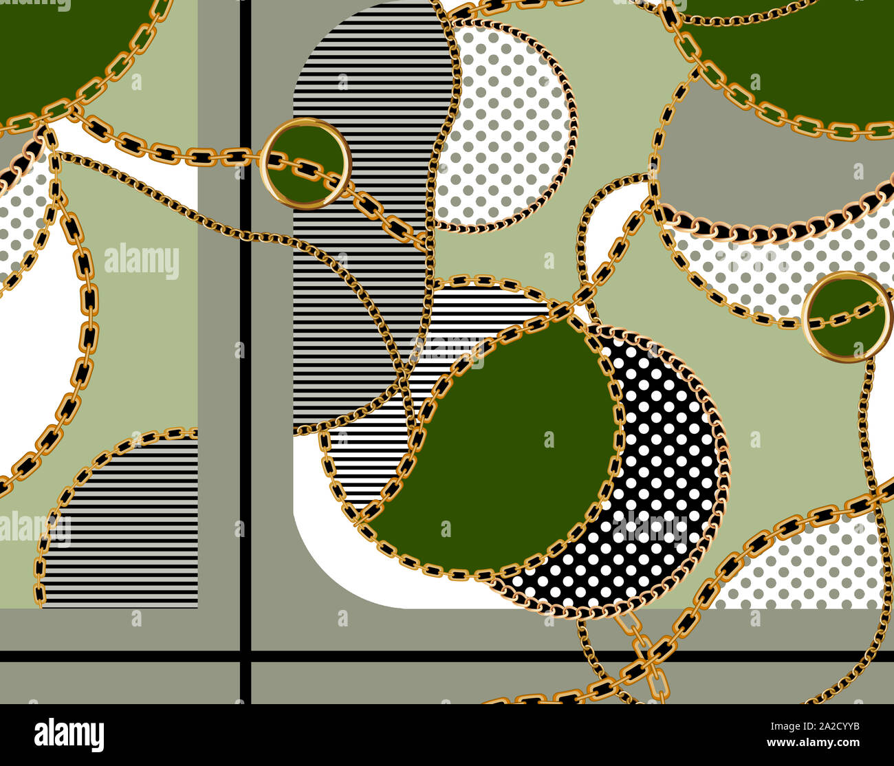 Seamless colored pattern with gold chains, patch for print, fabric ...
