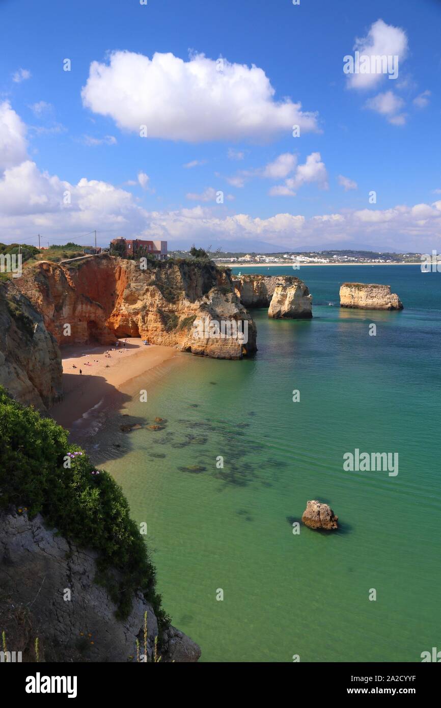 Portugal landscape in Algarve region. Praia do Pinhao sandy beach Stock ...