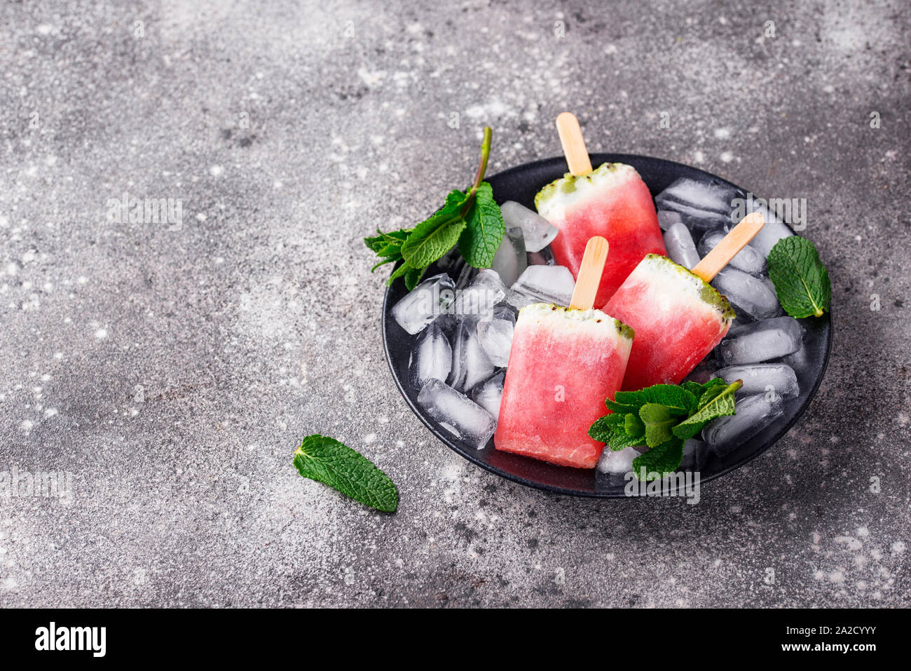Homemade popsicles in shape of watermelon Stock Photo - Alamy