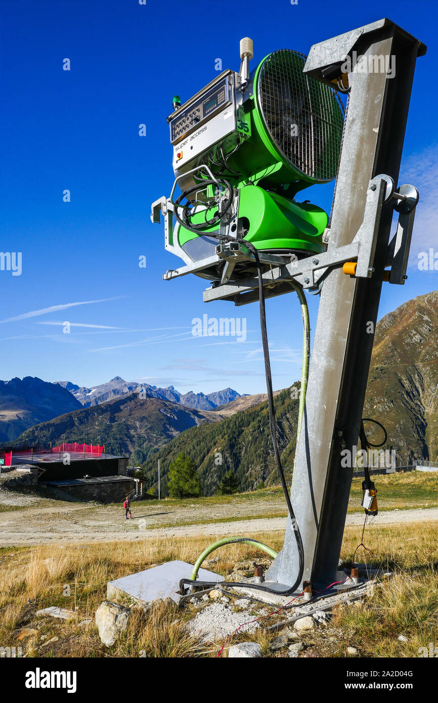 Snow cannon at Lognan cable car station, Chamonix-Mont-Blanc ...