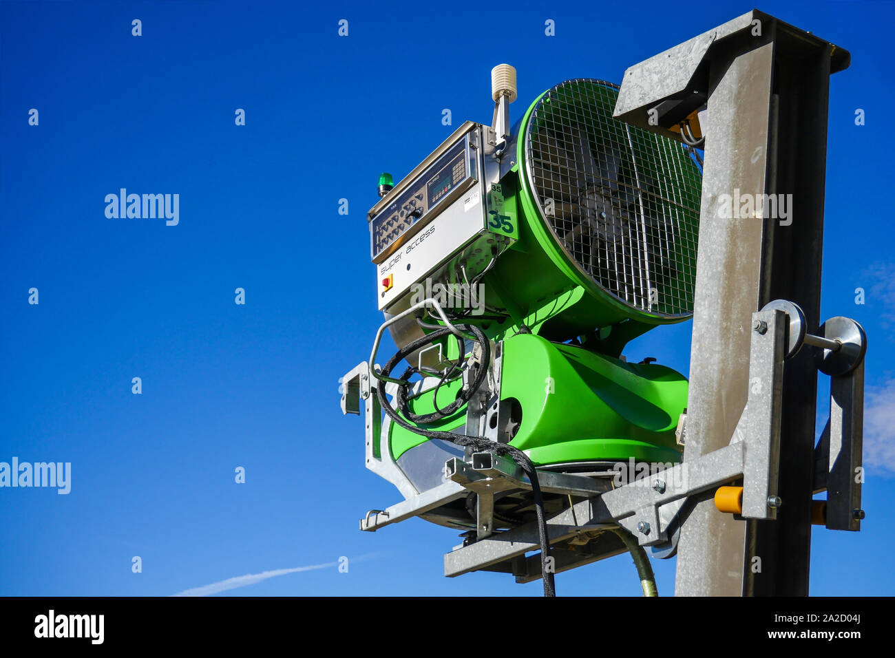 Snow cannon at Lognan cable car station, Chamonix-Mont-Blanc ...