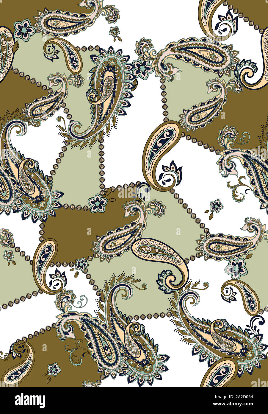 Seamless colored Paisley pattern, patch for print, fabric, textile ...