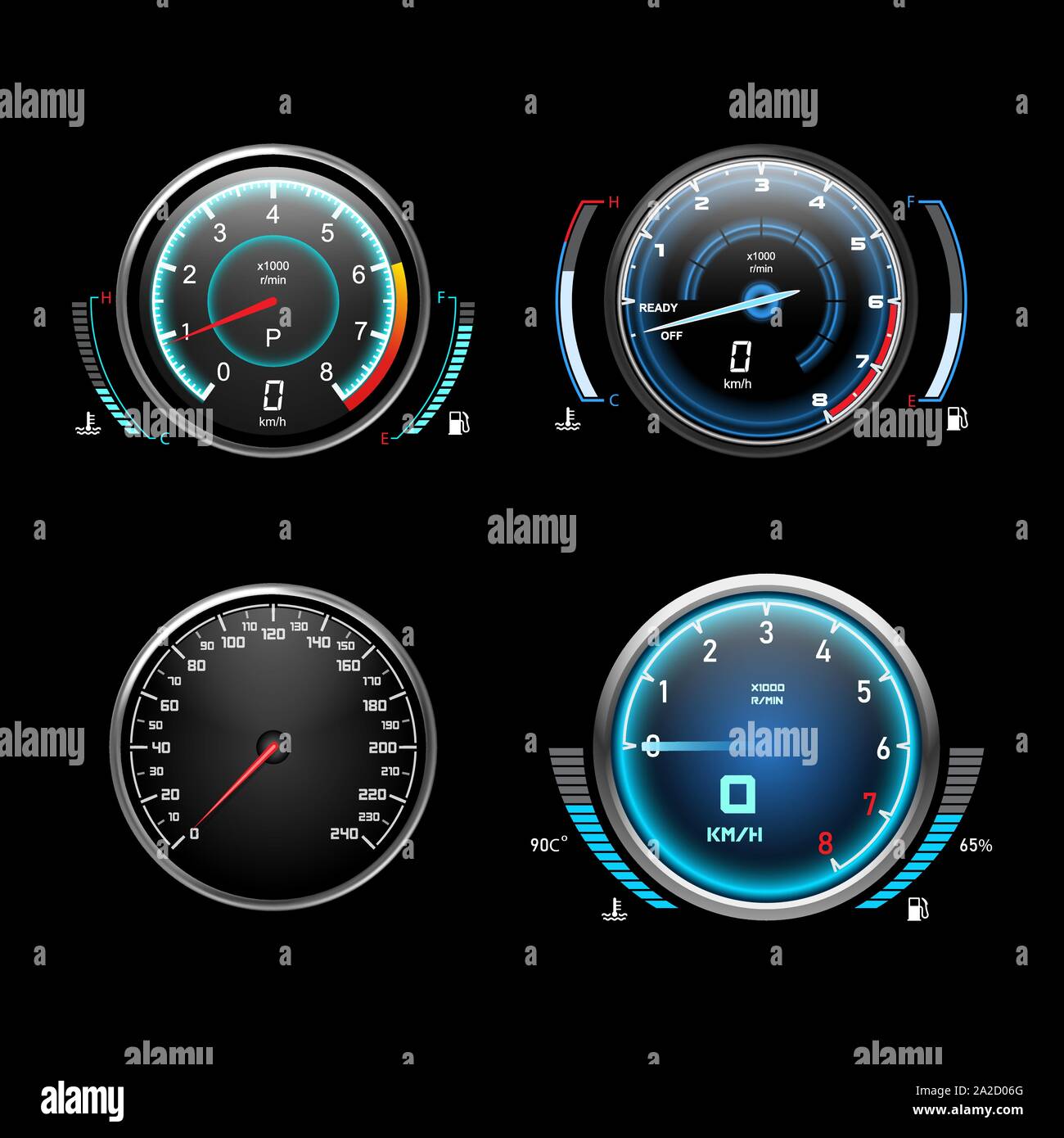 Rpm gauge car dashboard Stock Vector Images - Alamy