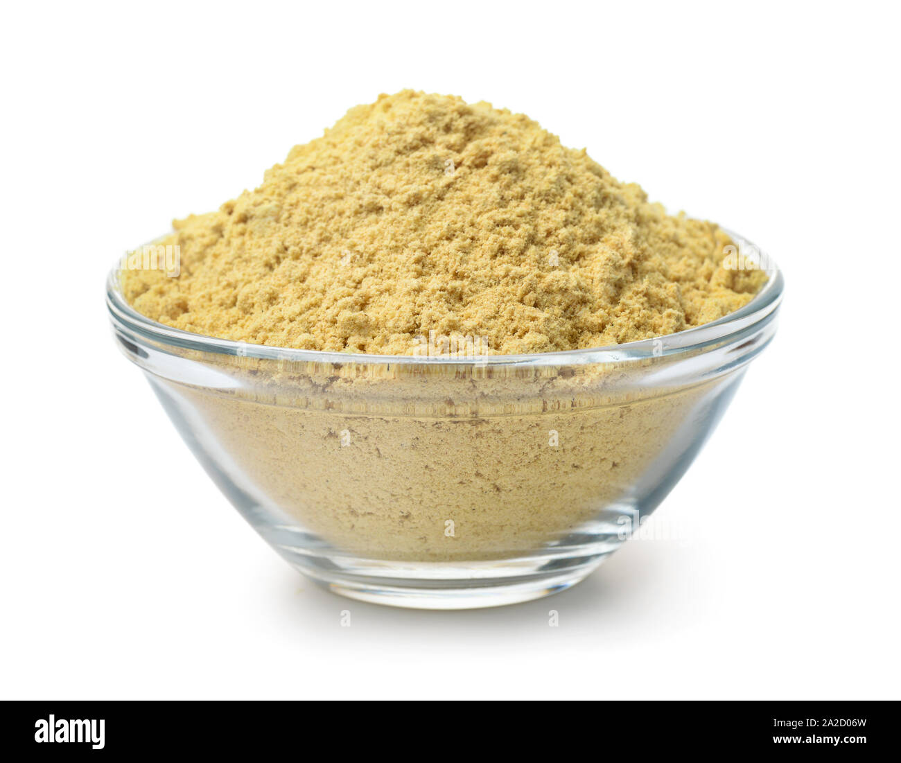 Glass bowl of mustard powder isolated on white Stock Photo - Alamy