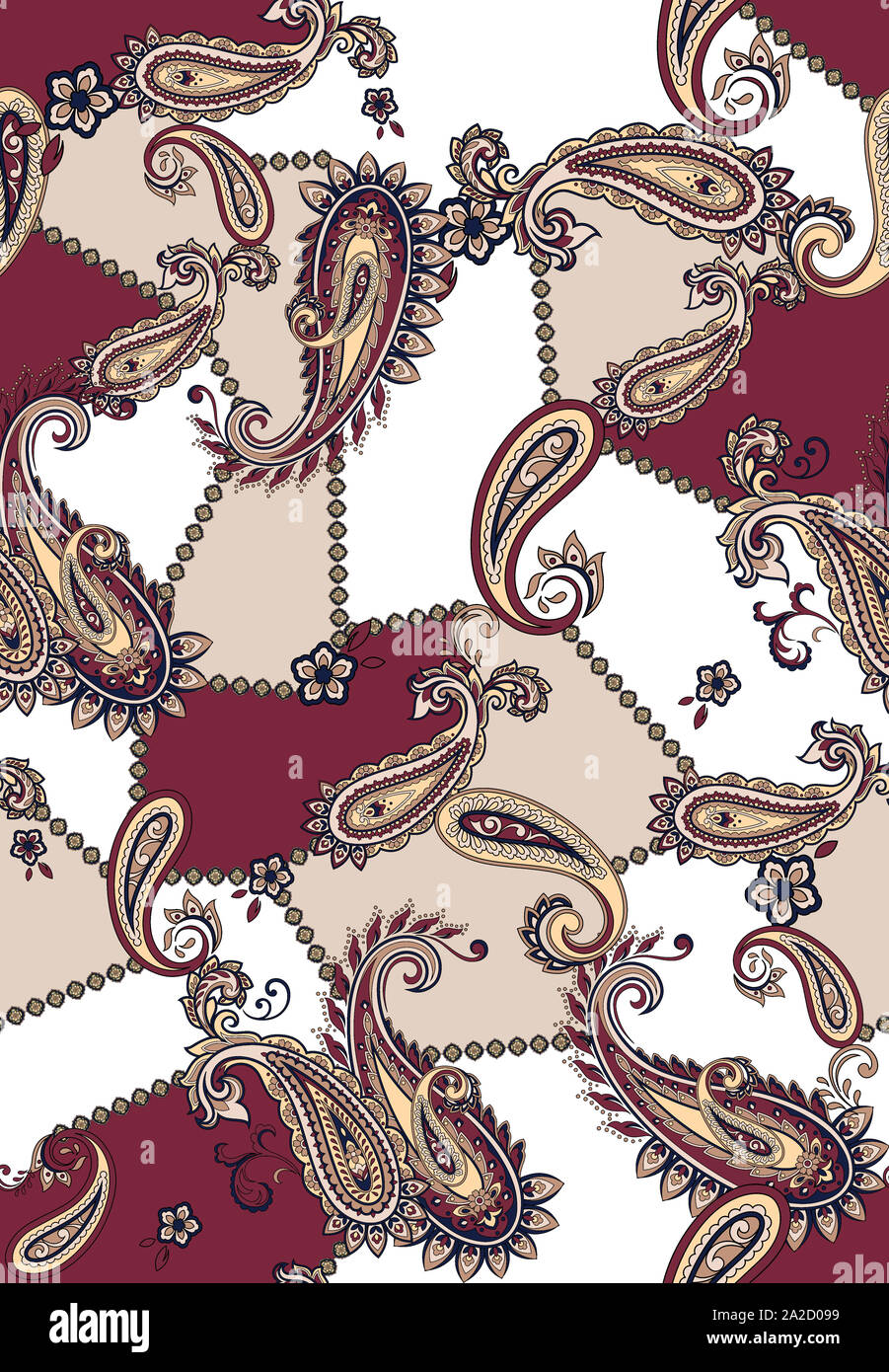 Seamless colored Paisley pattern, patch for print, fabric, textile ...