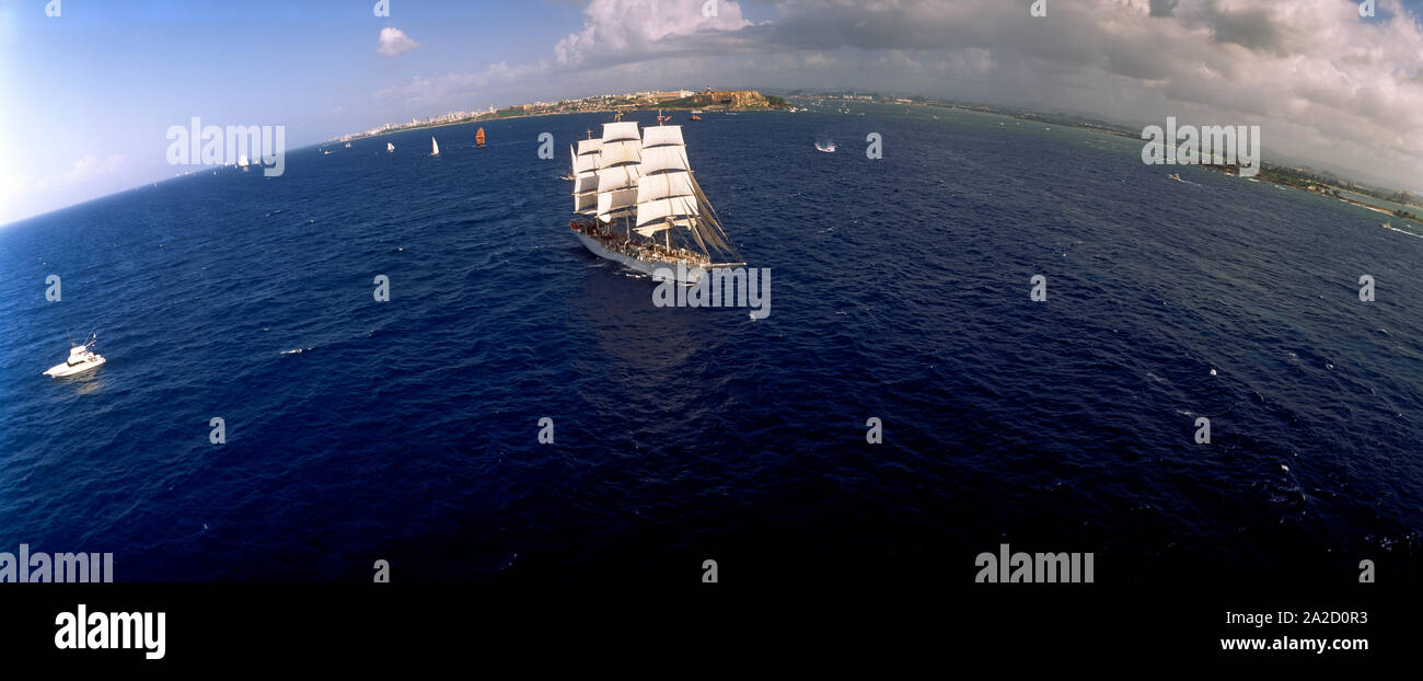 Tall ship in sea, Puerto Rico Stock Photo - Alamy