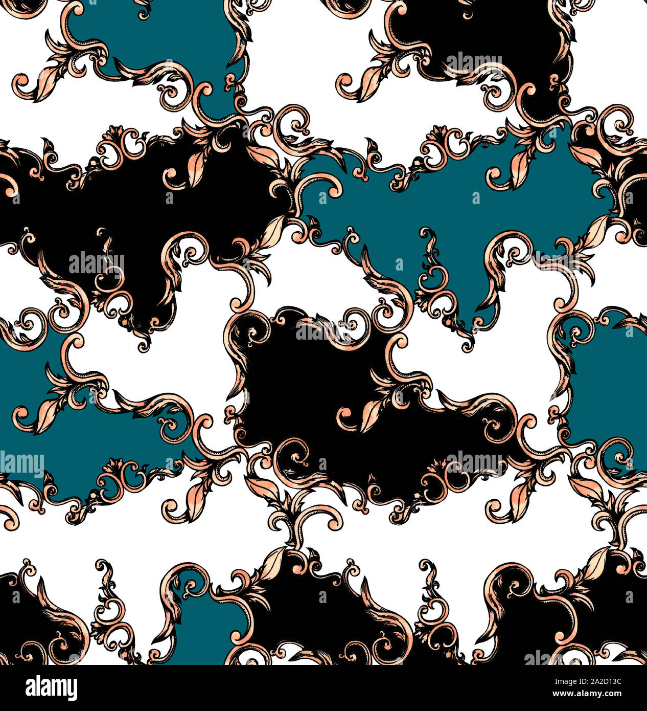 Seamless colored pattern of baroque, patch for print, fabric, textile ...