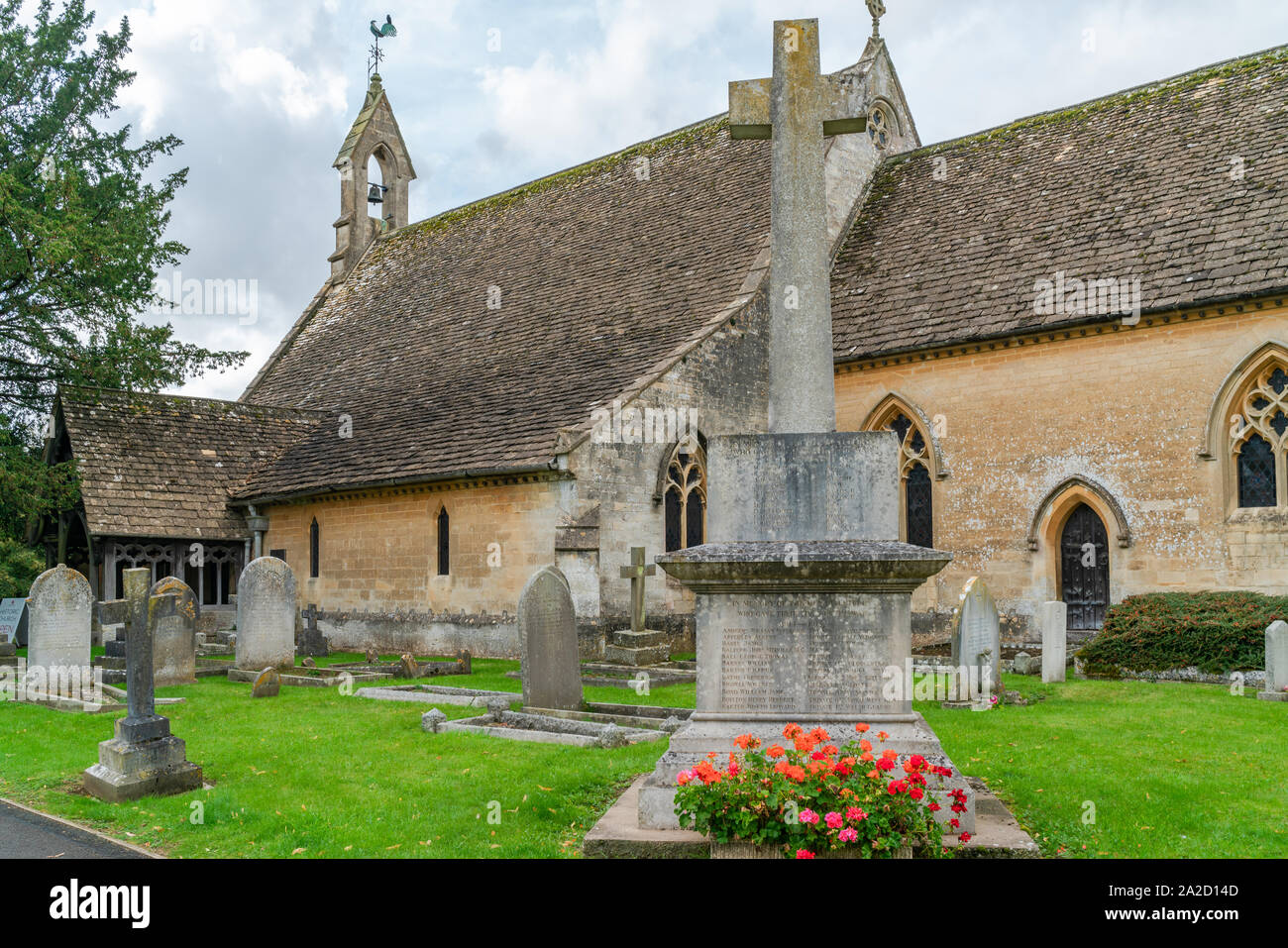 TETBURY, UK - SEPTEMBER 22, 2019: Built in local stone with Cotswold ...