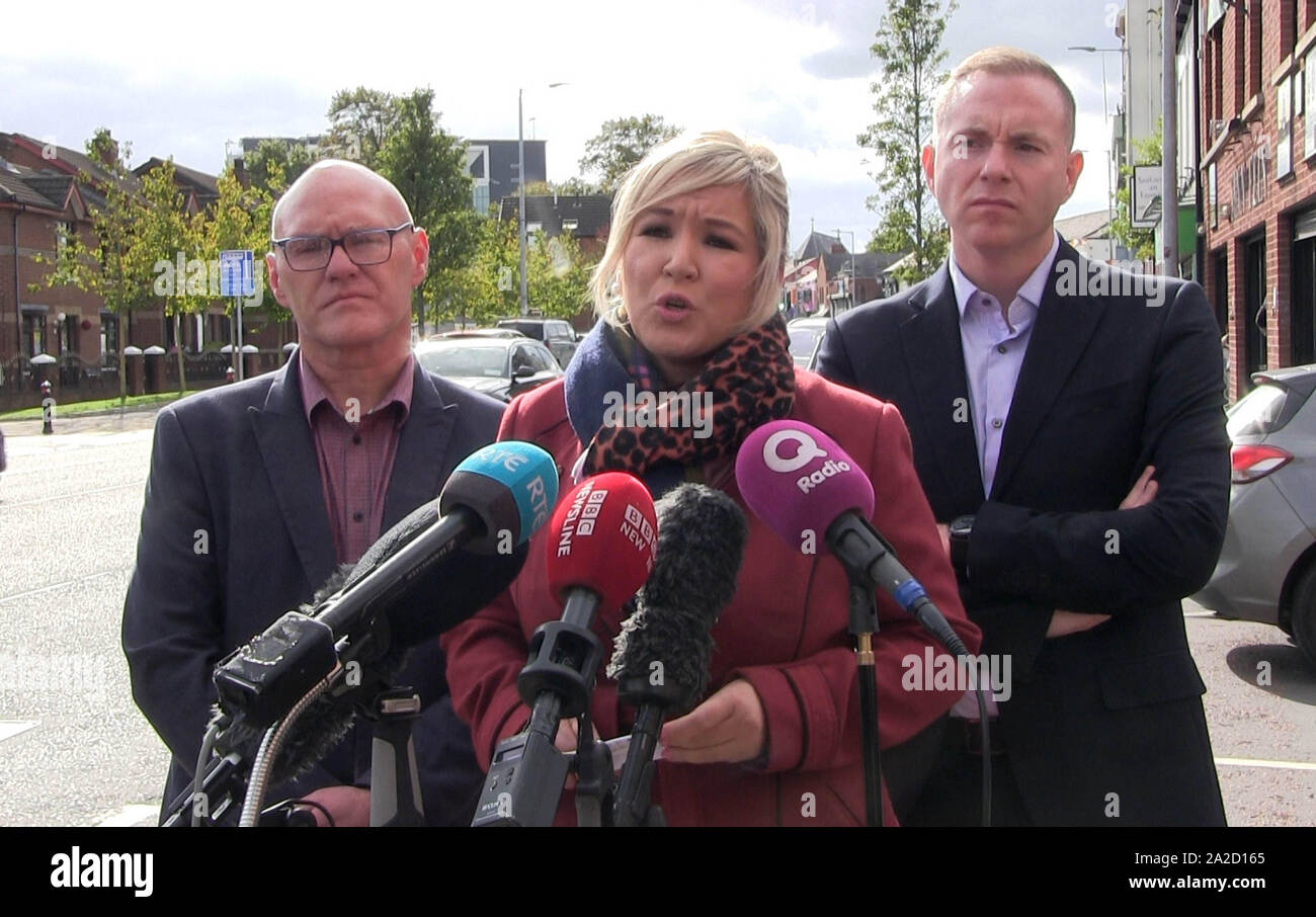 Sinn Fein Deputy leader Michelle O'Neill outside Sinn Fein offices on ...