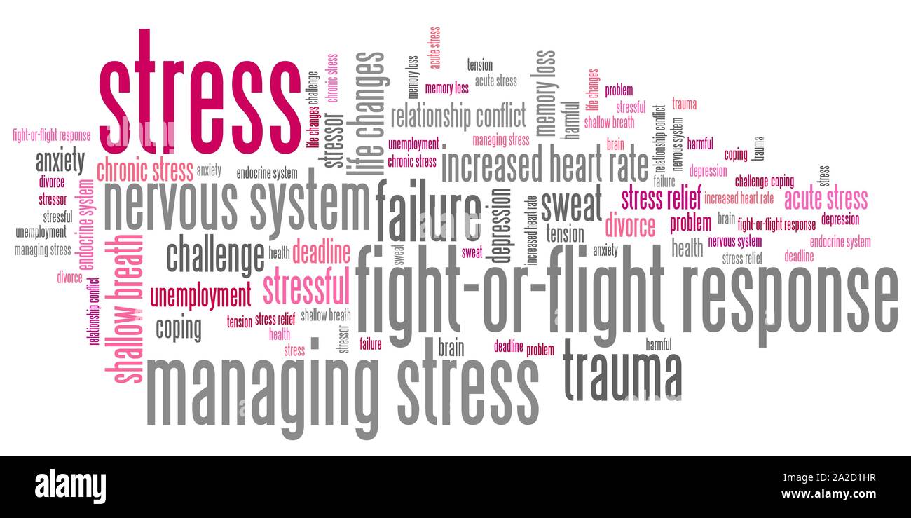 Stress emotional issues and concepts word cloud illustration. Word ...