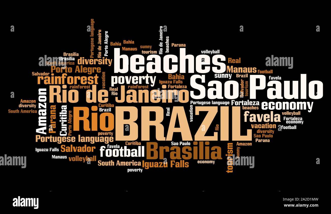 Brazil word cloud illustration. Tag cloud keyword concept Stock Photo ...