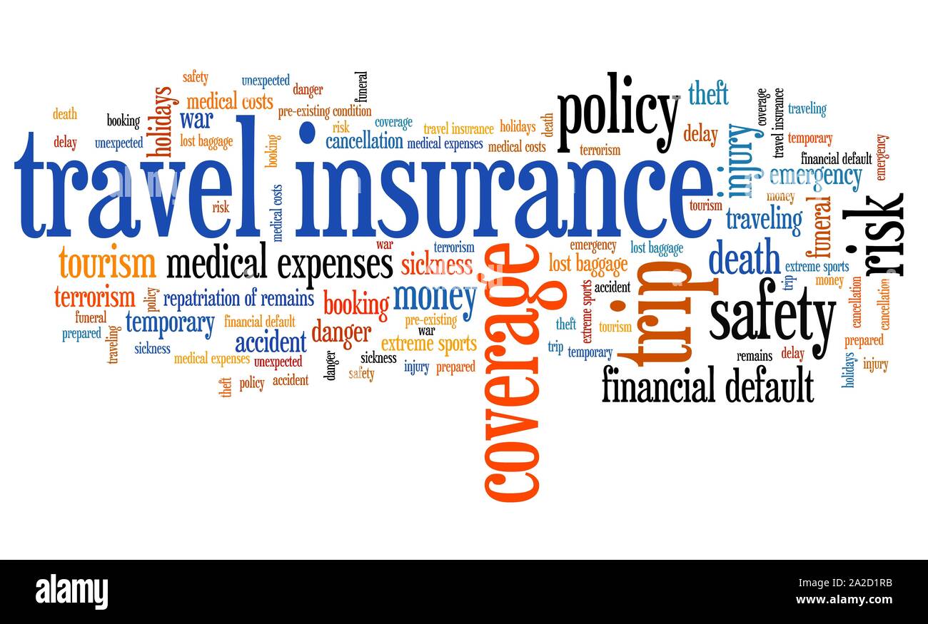 Travel insurance issues and concepts word cloud illustration. Word ...