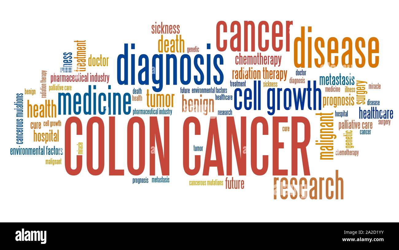 Colon cancer word collage concept. Serious illness treatment Stock ...