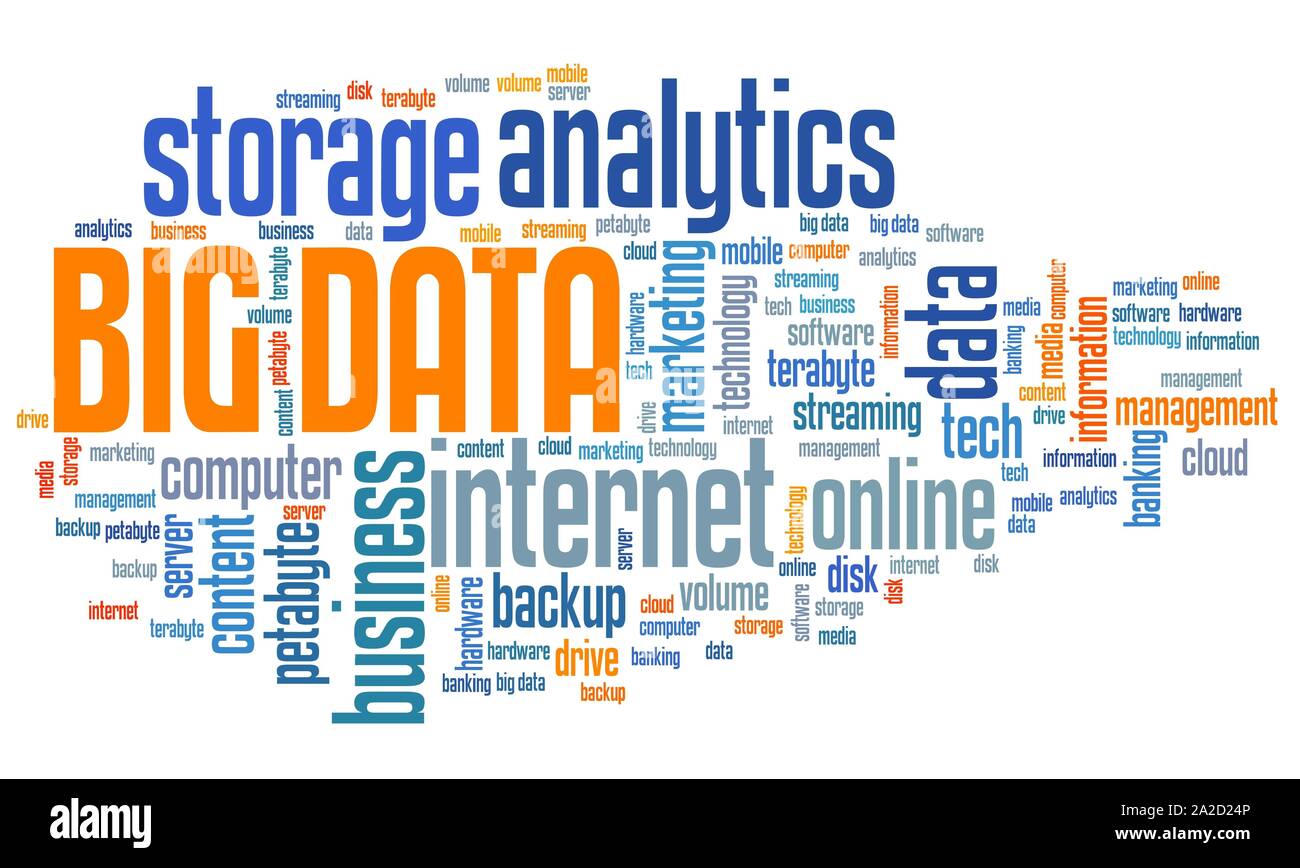 Big data - market information analytics concept. Word cloud Stock Photo ...