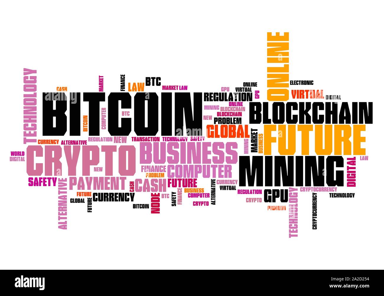 Bitcoin - digital crypto currency concepts. Word cloud sign Stock Photo ...