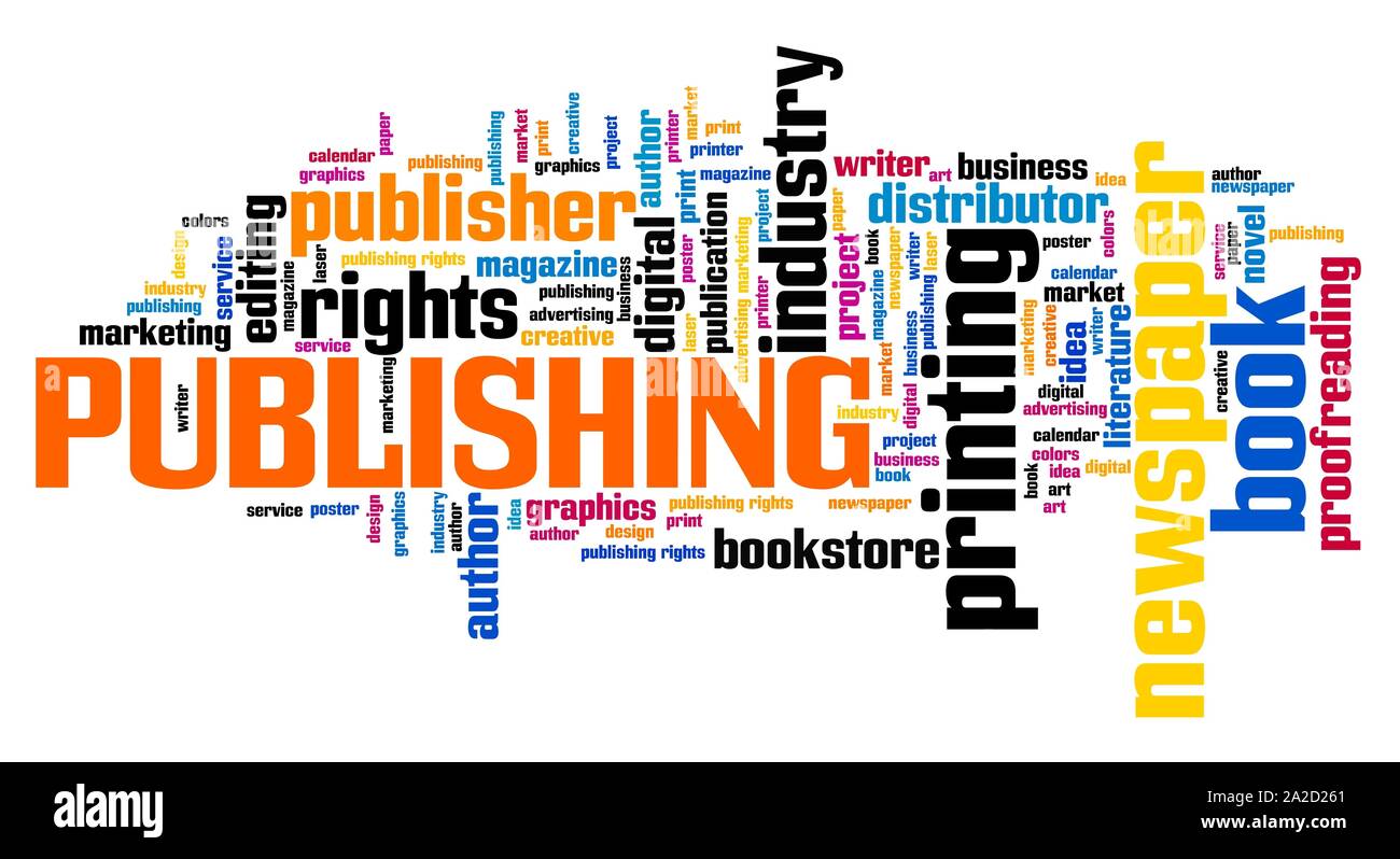 Publishing industry concept - press, newspapers and books business word ...