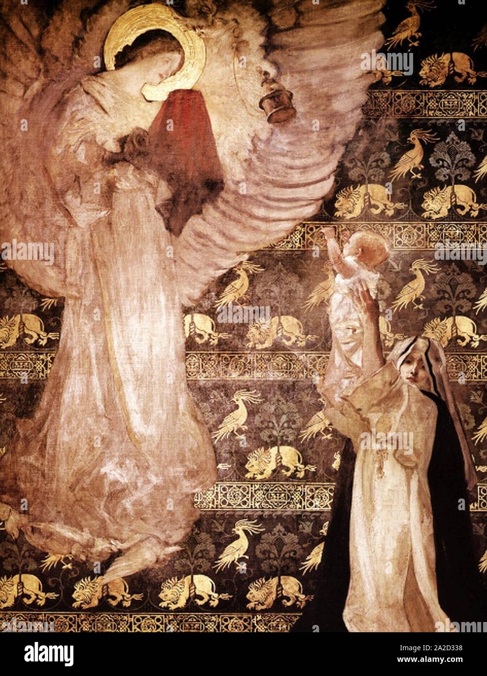 Edwin Austin Abbey - Galahad Receiving the Visit of an Angel Stock ...