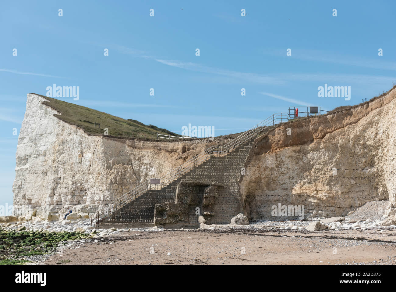Steps up from the beach at Hope Gap, Seaford, East Sussex Stock Photo ...