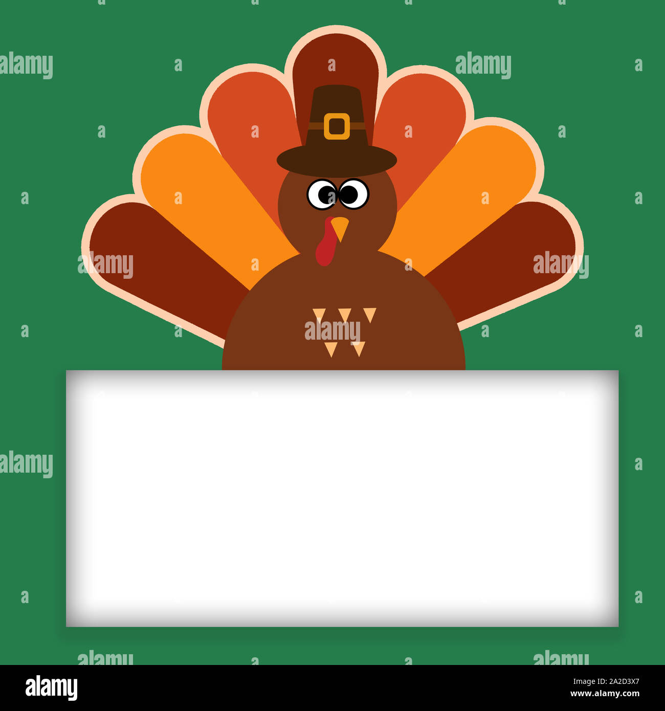 Happy Thanksgiving text Cartoon Turkey on green background Thanksgiving ...