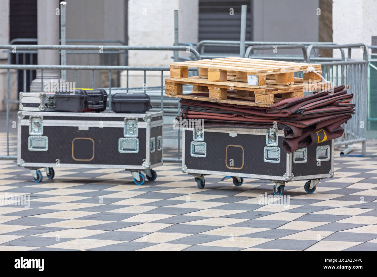 Stage Equipment Packed in Rack Case Wheeled Boxes Stock Photo - Alamy