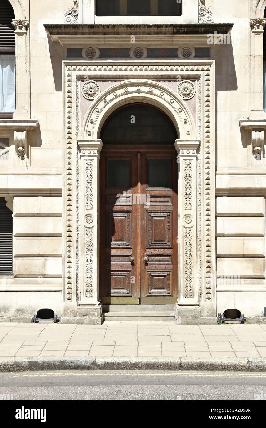 London, UK - door to The Exchequer, also known as Her Majesty's ...