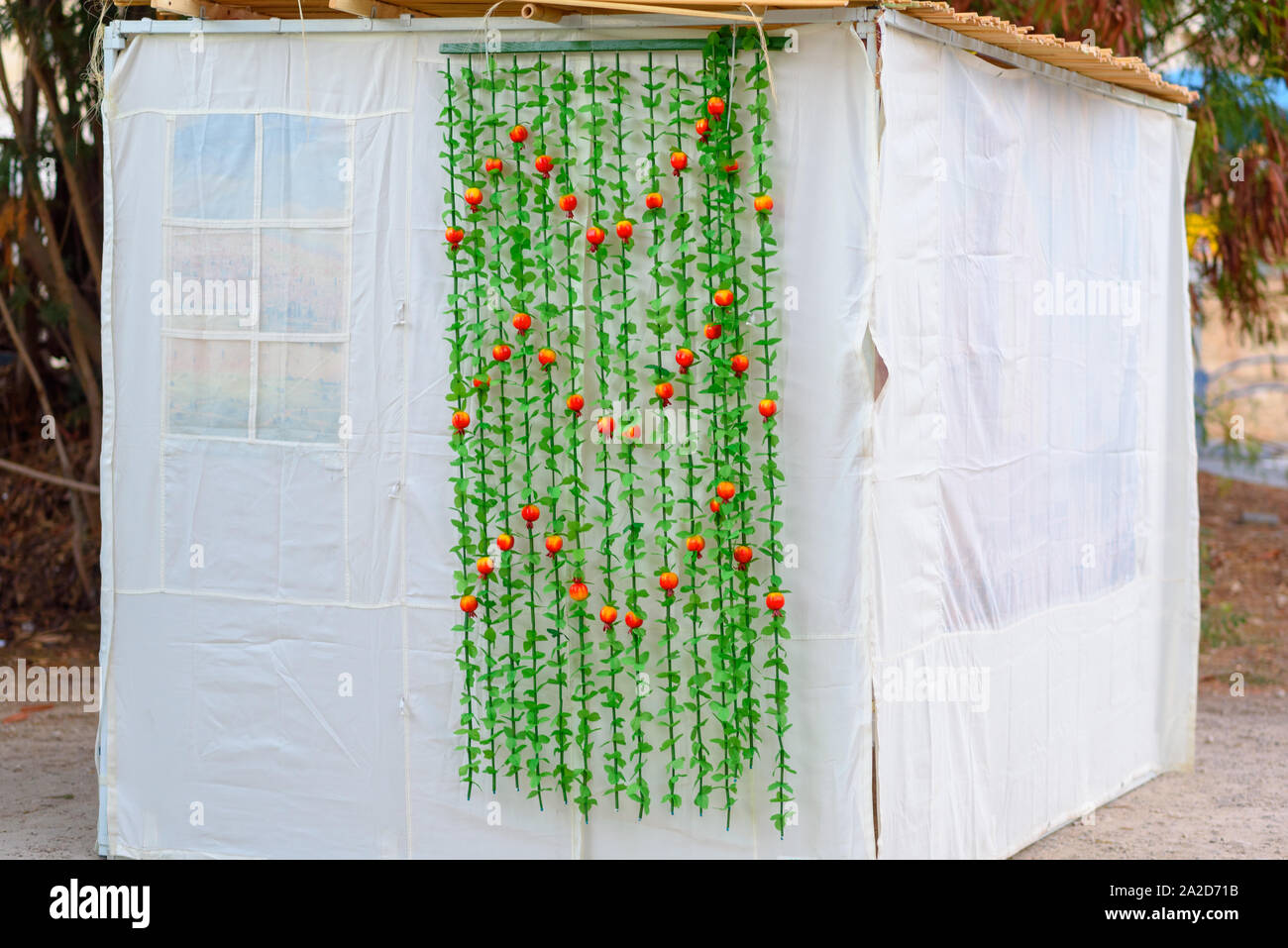 Orthodox Jewish Sukkah during Sukkot holiday in Jerusalem, Israel ...