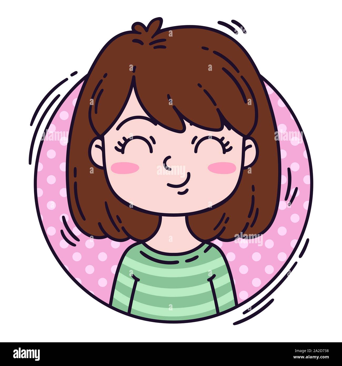 Vector female character in cartoon style. Avatar girl in a circle ...