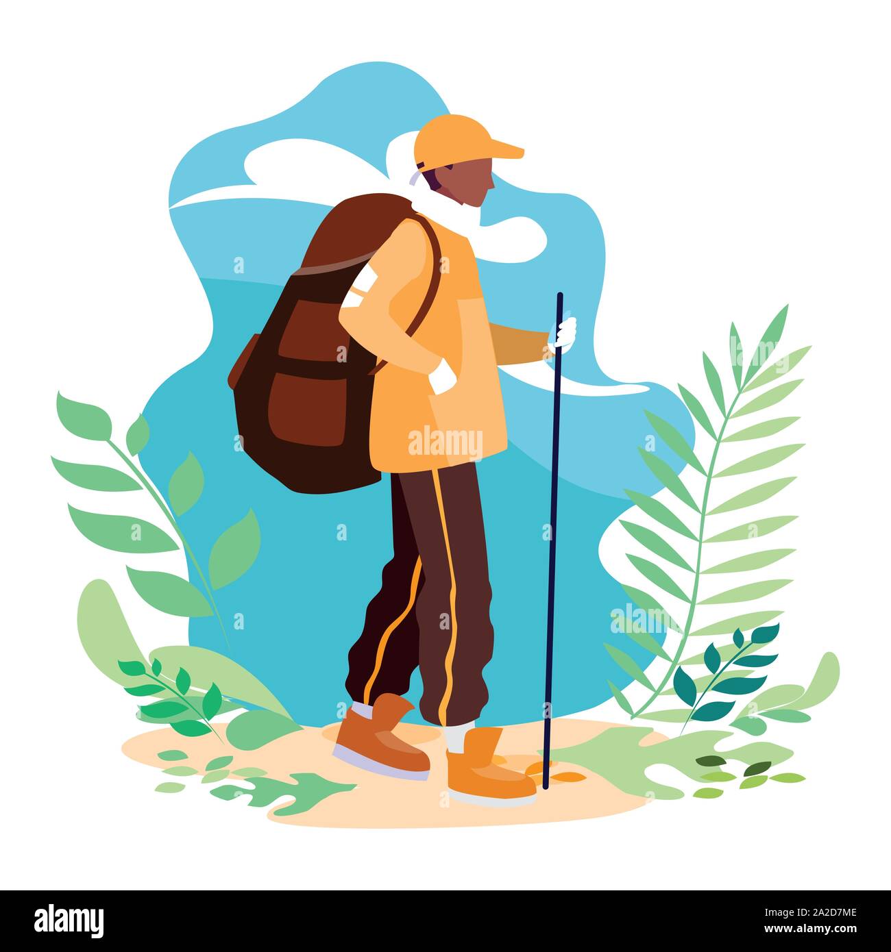 Trekking man design, Sport hiking hike walk trudge ramble and camping ...