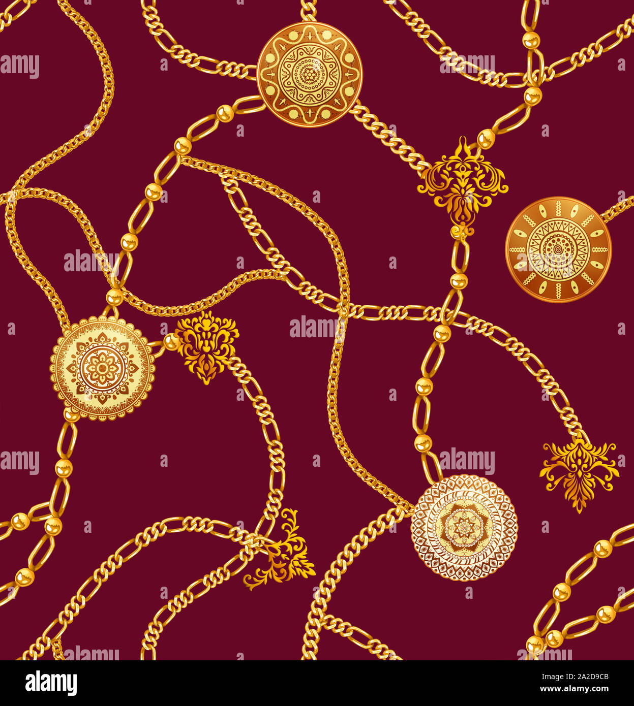 Seamless pattern with shiny chains. Vintage design luxury precious on ...