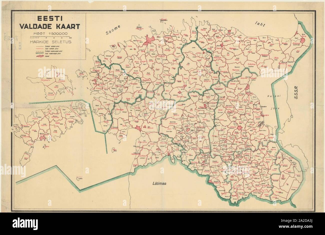 Eesti valdade kaart, 1939 reform Stock Photo - Alamy