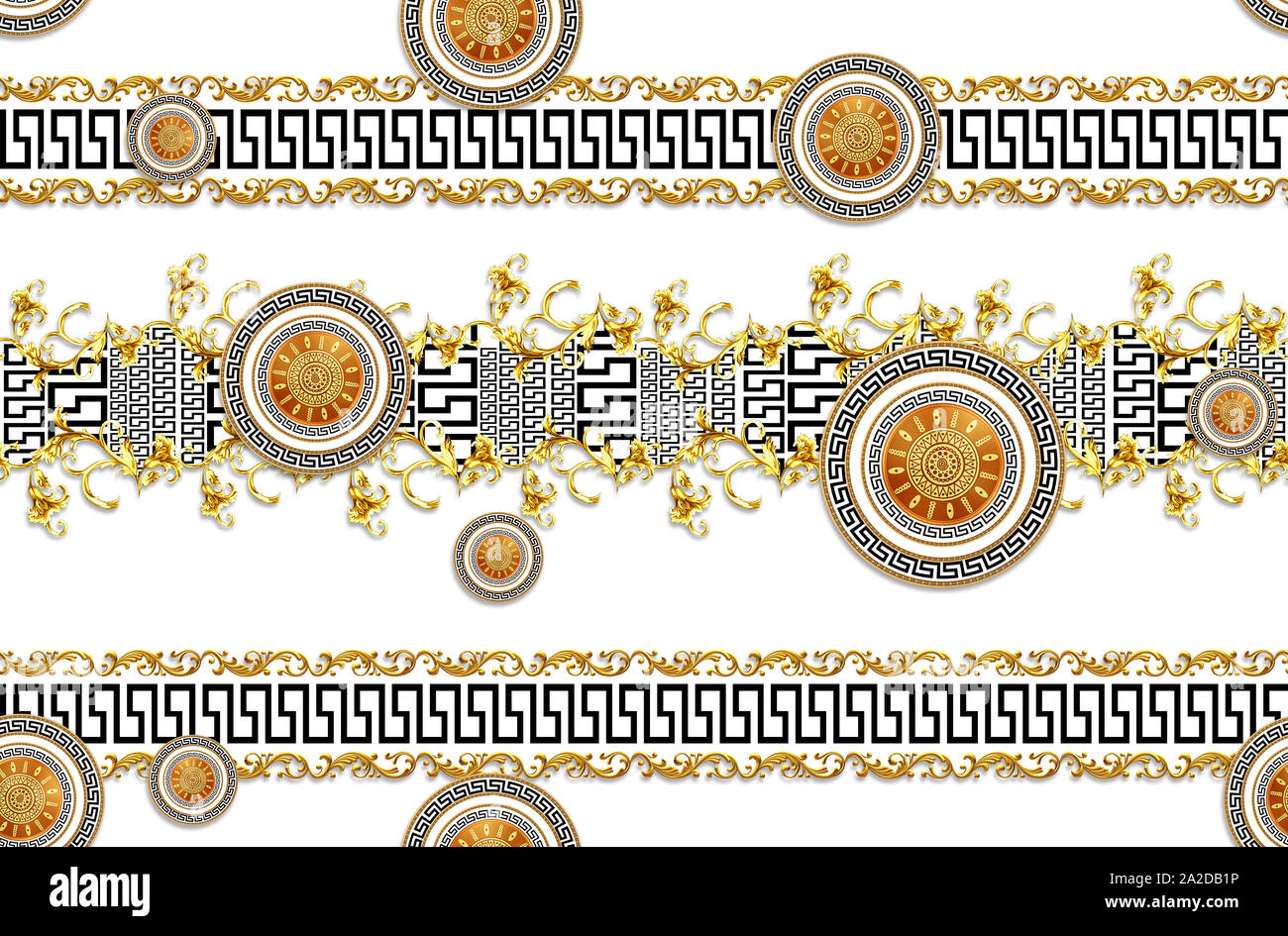 Seamless Pattern of Golden antique decorative barque isolated on white ...