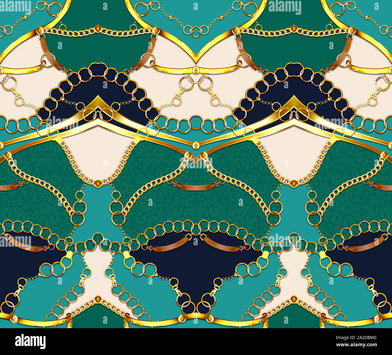 Seamless golden chains pattern for fabric. Trendy repeating fashion ...