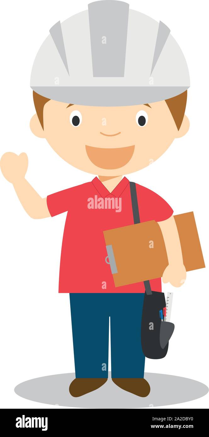 Cute cartoon vector illustration of an engineer Stock Vector Image ...