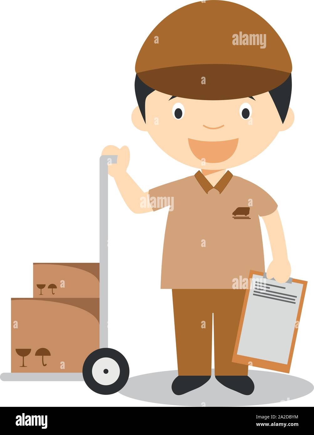 Cute cartoon vector illustration of a courier or a carrier Stock Vector ...