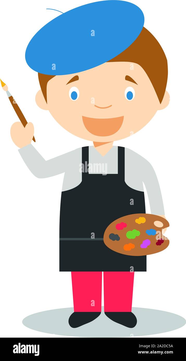 Cute cartoon vector illustration of an artist Stock Vector Image & Art ...